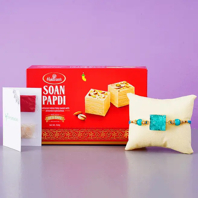 Agate Stone Square Rakhi And Soan Papdi canada | Gift Agate Stone ...