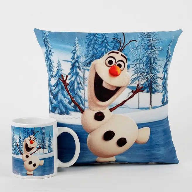 Buy/Send Olaf The Snowman Printed Cushion & Mug Combo Online- FNP