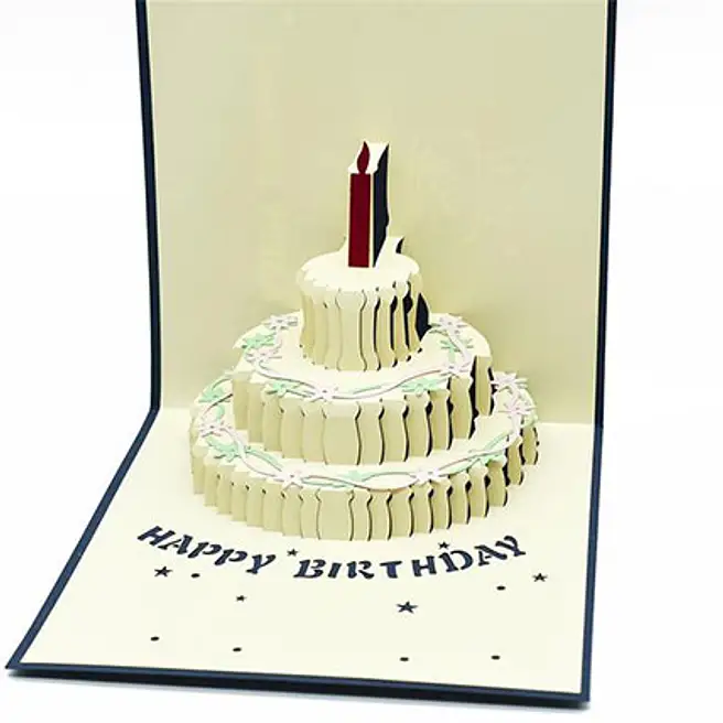 Buy/Send Handmade 3D Pop Up Semi Open Birthday Cake Greeting Card ...