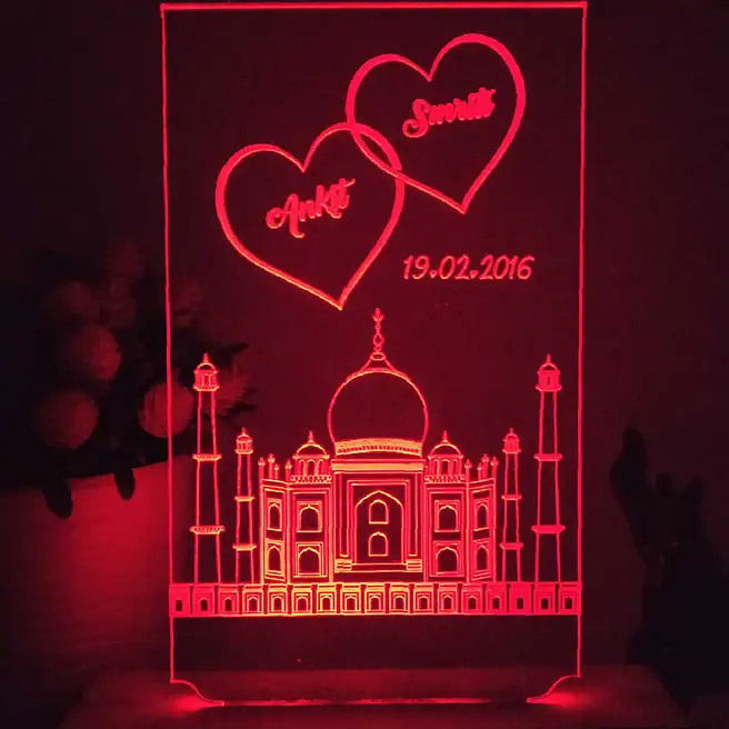 Buy/Send Personalised Taj Mahal Love LED Lamp- Red Online- FNP