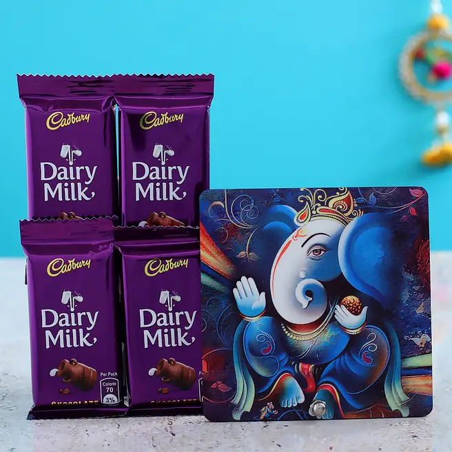 Buy/Send 4 Dairy Milk Chocolates & Lord Ganesha Table Top Combo Online- FNP