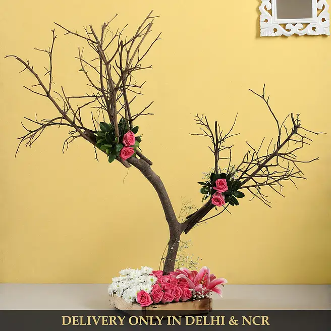 Buy/Send Mixed Flowers On Tree Branch Arrangement Online- FNP