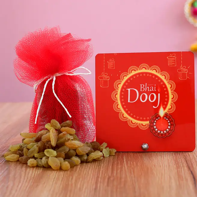 Buy/Send Classy Bhai Dooj Table Top & Raisins Combo Online- FNP
