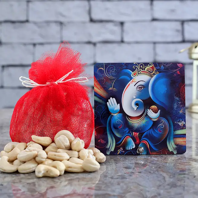 Buy/Send Lord Ganesha Table Top With Cashews Combo Online- FNP