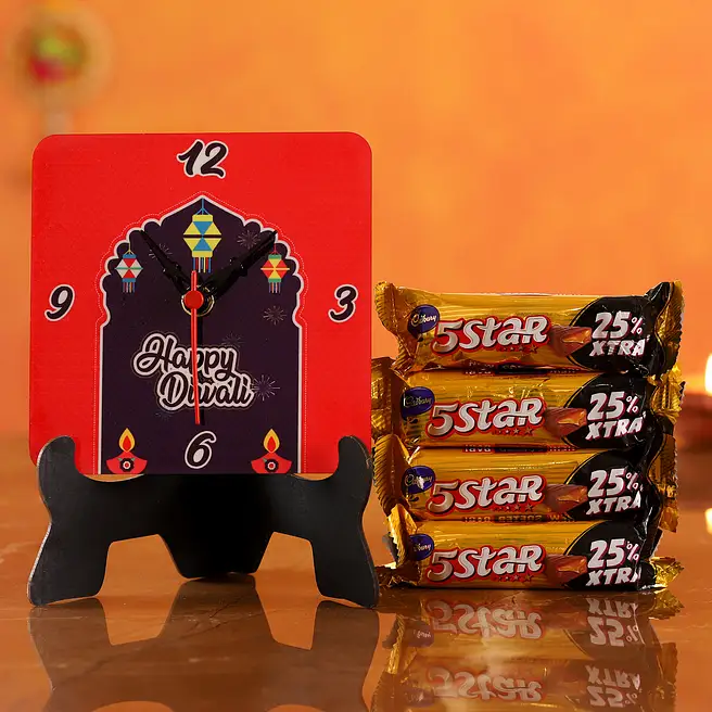 Buy/Send Happy Diwali Table Clock Cadbury 5 Star Online- FNP