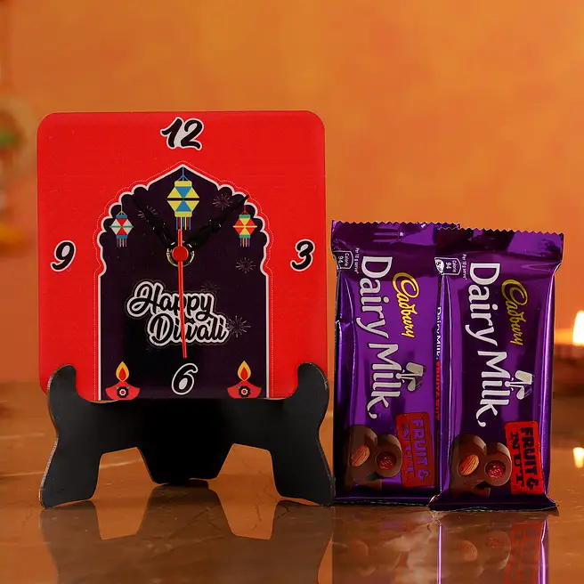 Buy/Send Happy Diwali Table Clock Cadbury Fruit N Nut Online- FNP