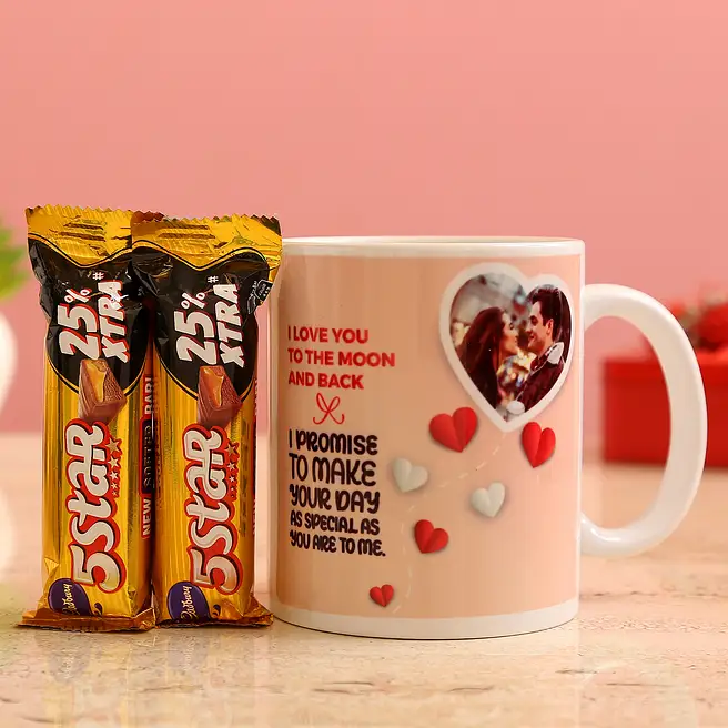 Buy/Send Personalised Photo Mug With Cadbury 5 Star Chocolates Online- FNP