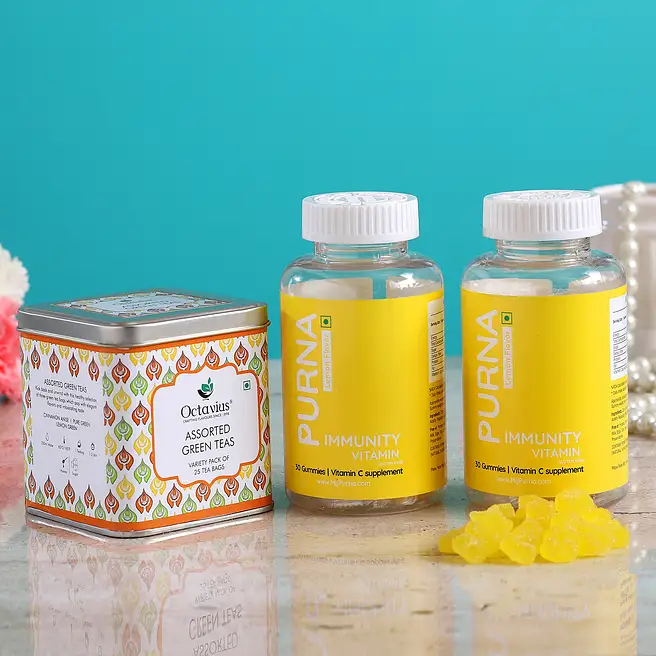 Buy/Send 2 Bottles Purna Lemon Gummies & Octavius Green Tea Online- FNP
