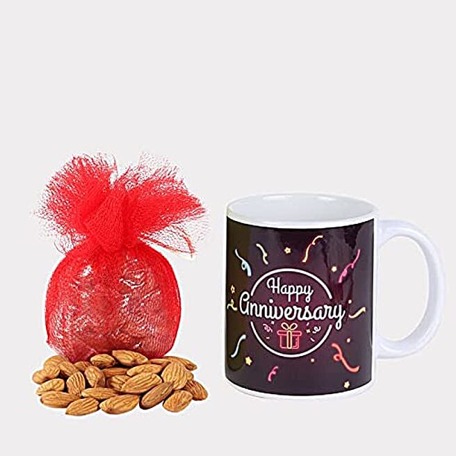 Buy/Send Happy Anniversary Mug With 100G Almond For MP Online- FNP
