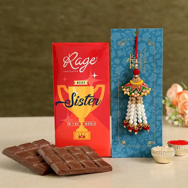 Buy/Send Pretty Rakhi & Best Sister Rage Milk Chocolate Online- FNP