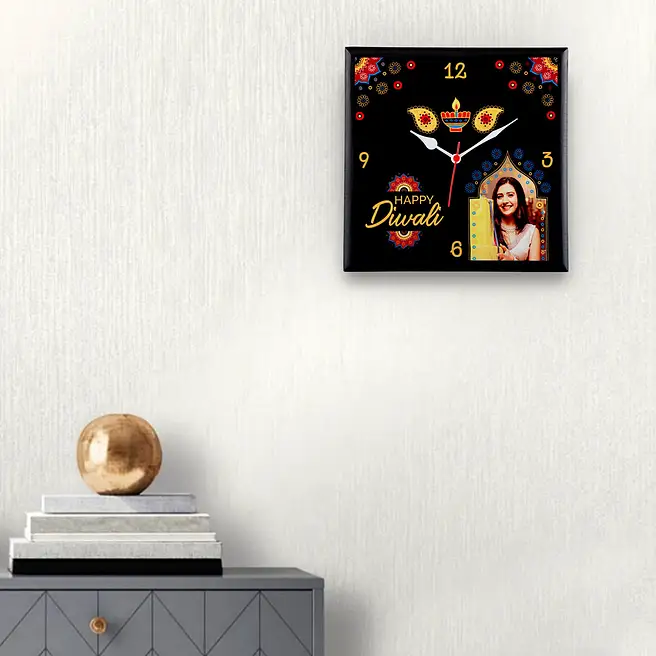 Buy/Send Personalised Diwali Wishes Wall Clock- Hand Delivery Online- FNP