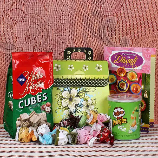 Buy/Send Imported Chocolates & Pringles Sparkling Diwali Hamper Online- FNP