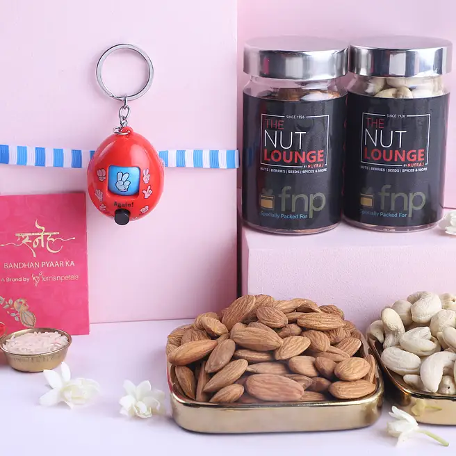 Buy/Send Sneh Push Button Rakhi with Dry Fruits Online- FNP