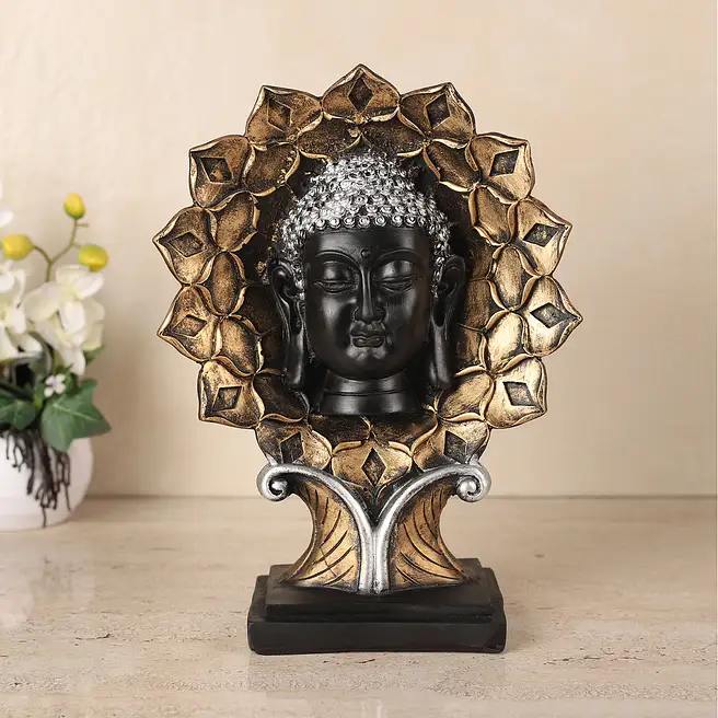 Buy/Send Golden Buddha Idol in Black Flower Online- FNP