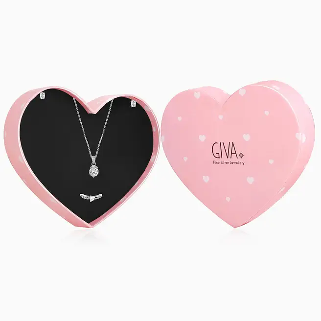 Buy/Send Giva 925 Silver Valentine Solitaire Love Gift Set Online- FNP