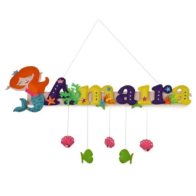 Buy/Send Personalised Mermaid Theme Hanging Name Plate Online- FNP