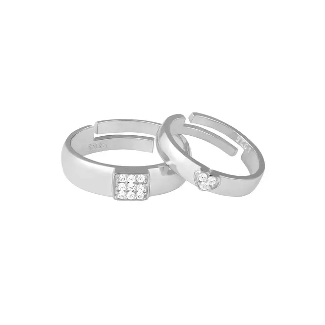 Buy/Send Silver Shining Love Couple Rings Online- FNP