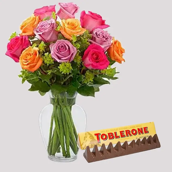 Bright Roses and Toblerone Chocolate Combo singapore | Gift Bright ...