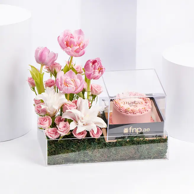 Mothers Day Mono Cake And Premium Flowers uae | Gift Mothers Day Mono ...